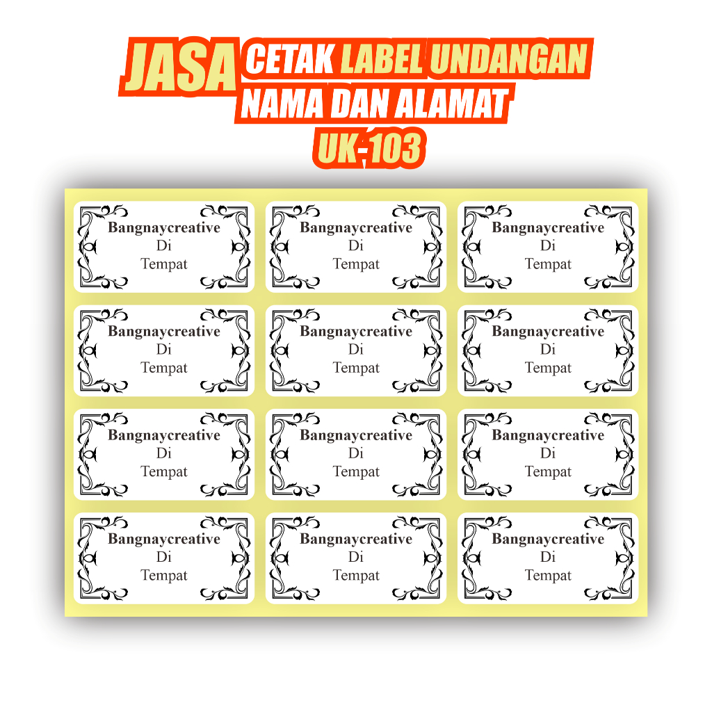 Print INVITATION LABEL 103 WITH NAME AND NAME MOTIF | Flash PROCESS ...