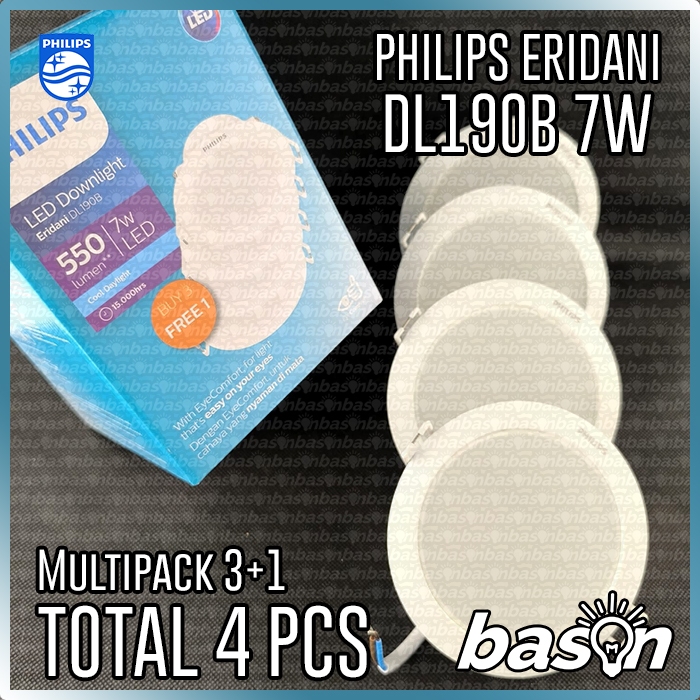 Philips Multipack E DL190B 7W 4inch D100 - 4pcs LED Downlight Ceiling ...