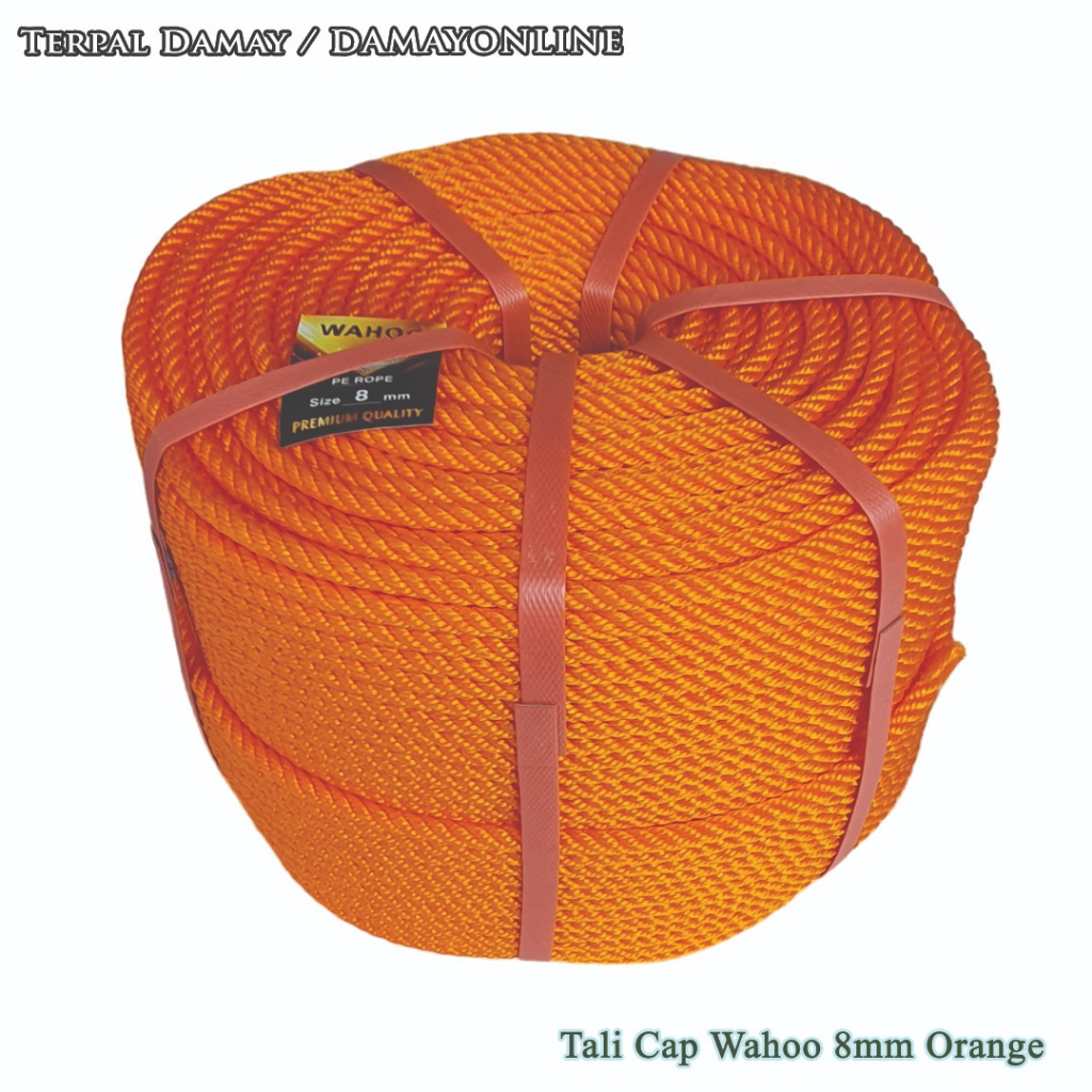 Wahoo Cap PE Mining Rope 8mm Orange / Roll (Price Per Roll) | Shopee ...