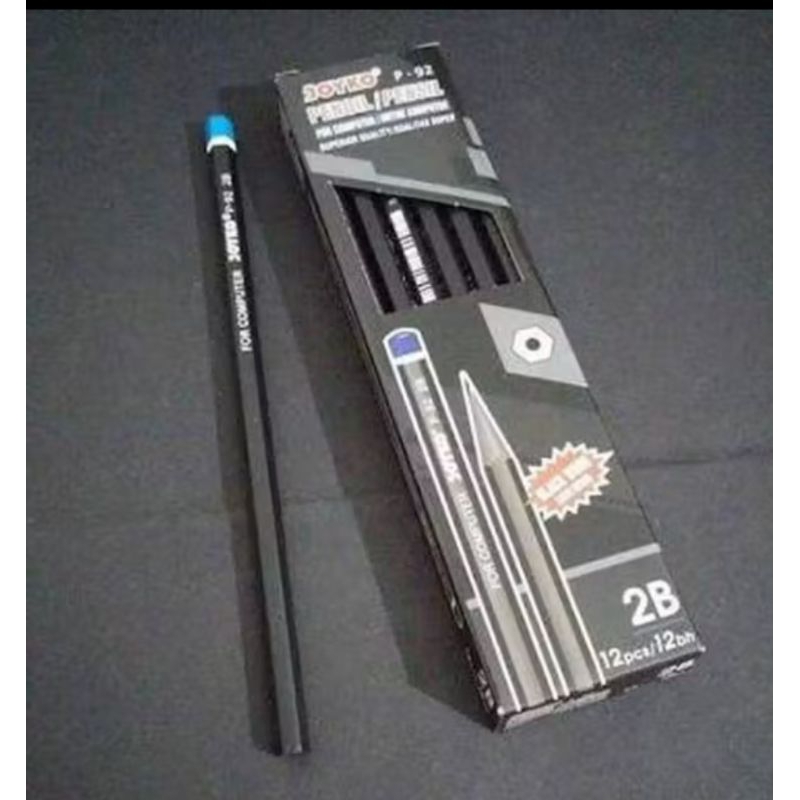 (12pcs) Joyko P-92 2B pencil/Joyko black wood 2B pencil/Joyko 2B pencil black bar | Shopee Malaysia