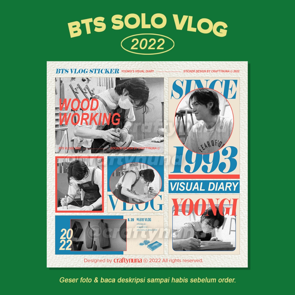 (BT-029) Bts SOLO 2022 - SUGA Wood Working min yoongi sticker set aesthetic deco | Shopee Malaysia