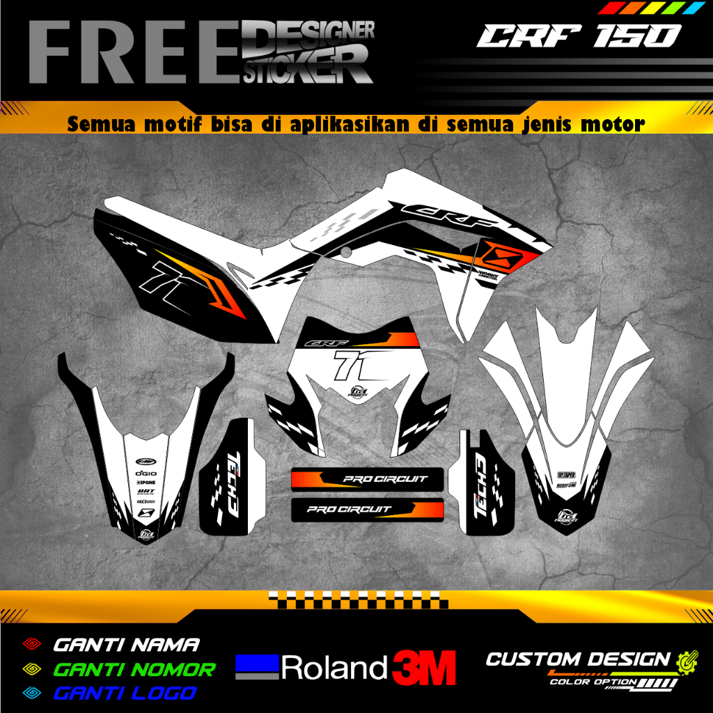 Crf 150 FULL BODY Sticker DECAL FREE CUSTOM Stickers | Shopee Malaysia