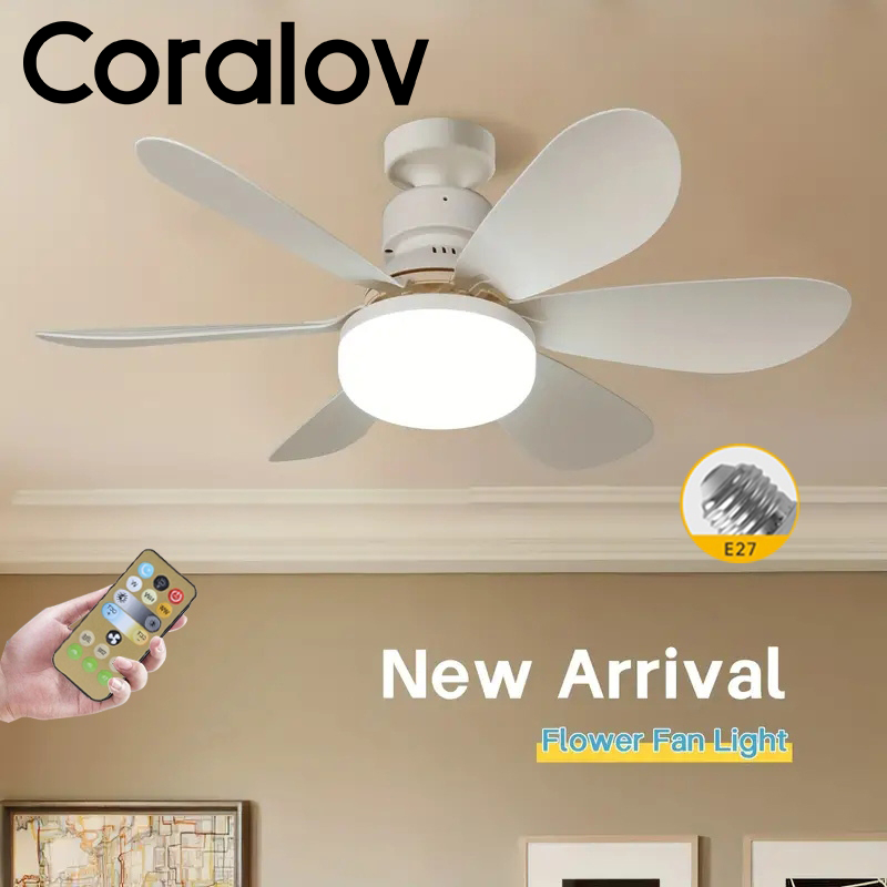 Ceiling Fan with LED Light, Indoor Outdoor Retractable Mount Dimmable ...
