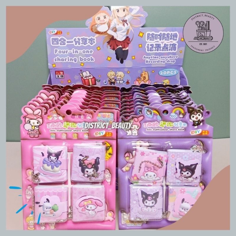 Notebook 4 IN 1 sanrio mini Book Contents 4pcs sanrio KUROMI MELODY ...