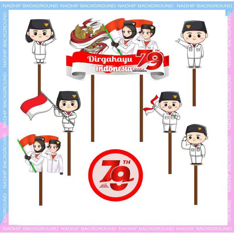 MERAH PUTIH Red AND WHITE MERDEKA Character Toper Cake Decoration for ...