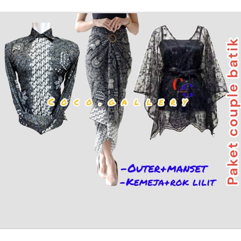 Couple batik Clothes & lilit Skirt+outer Ribbon kebaya bridesmaid ...