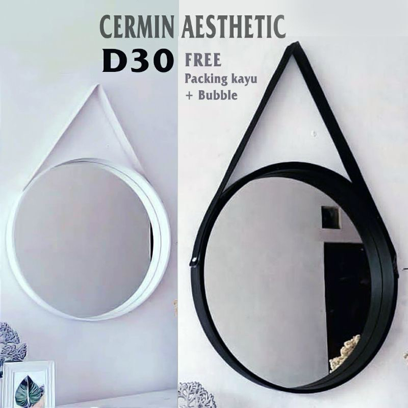 Aesthetic Round Mirror Hanging Round Mirror Bathroom Mirror | Shopee ...
