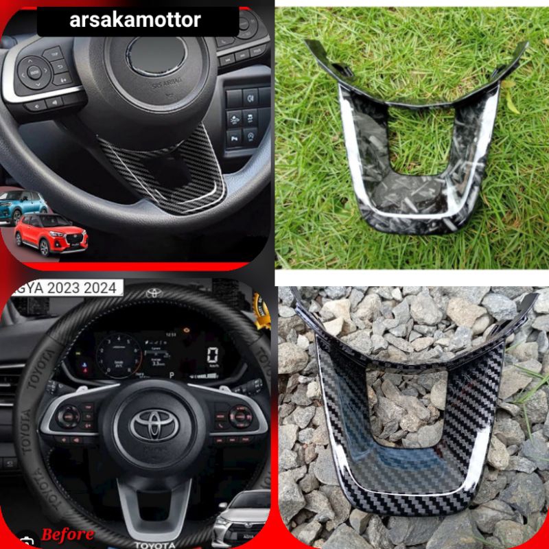 Toyota raize Rocky Agya Ayla carbon steering wheel cover panel | Shopee ...