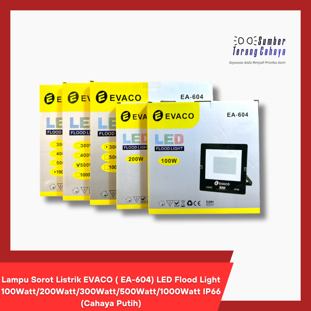 PUTIH CAHAYA Evaco Electric Floodlight (EA-604) LED Flood Light 100Watt ...