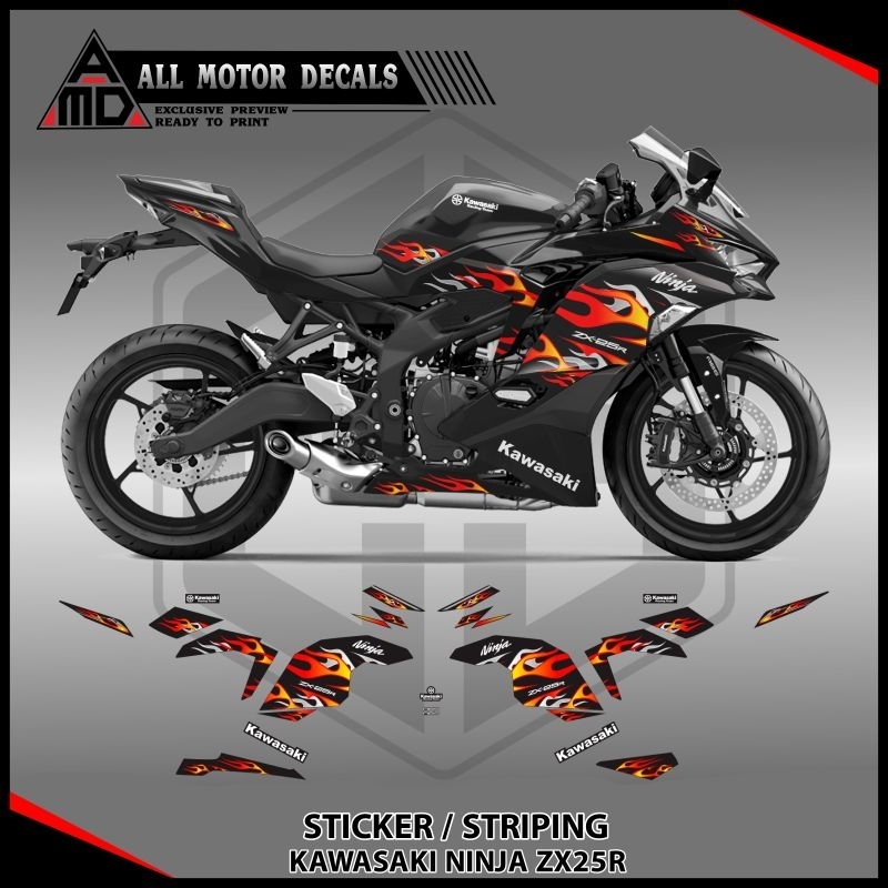 Striping ZX25R LIVERY CUSTOM API / NINJA ZX25R STICKER / DECAL KAWASAKI ...