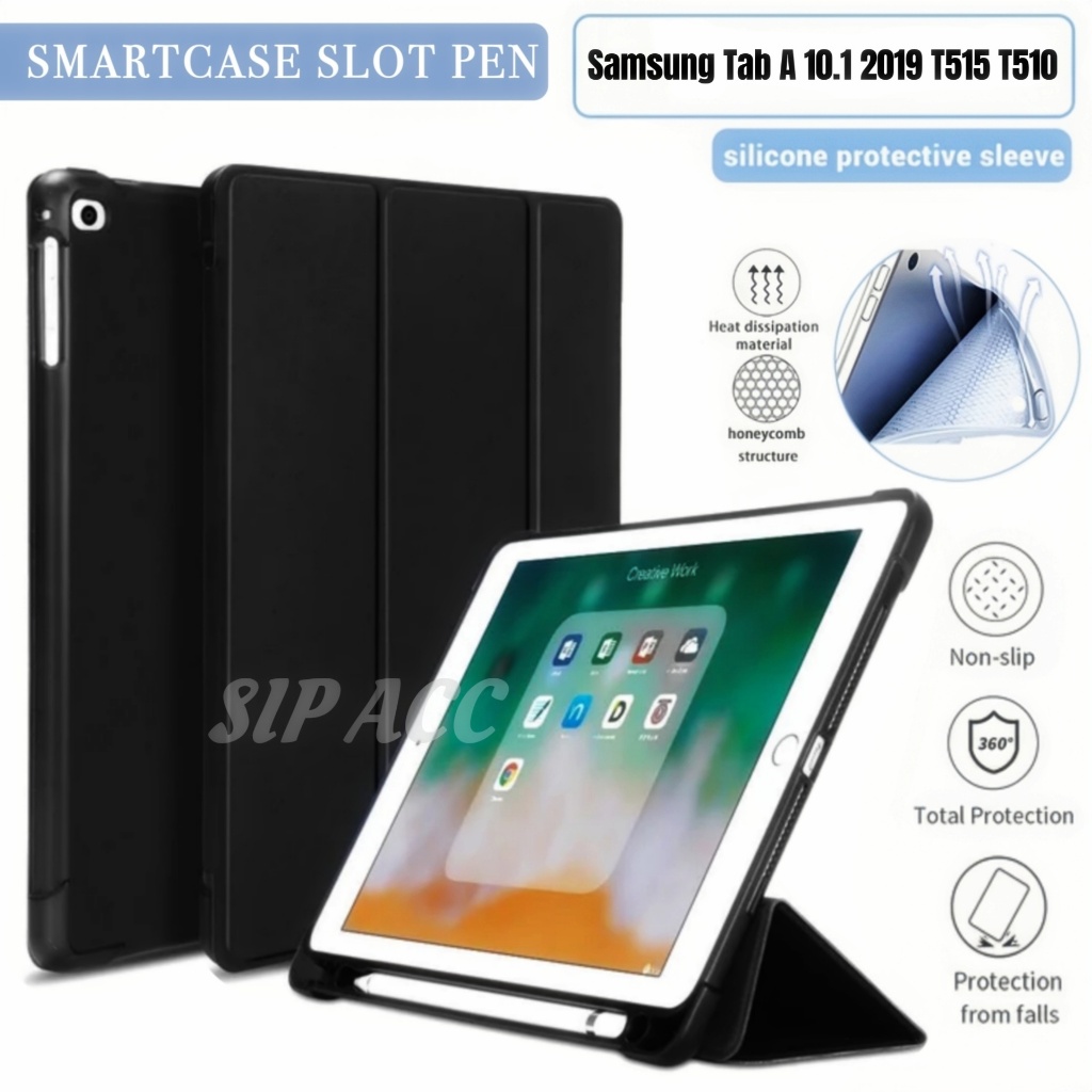 Samsung Tab A 10.1 2019 T515 T510 Smart Case Silicon SmartCover Flip ...
