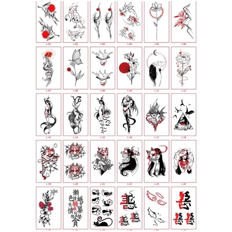 Temporary tattoo Shinobi tattoo Japanese tattoo sticker - 1 sheet ...