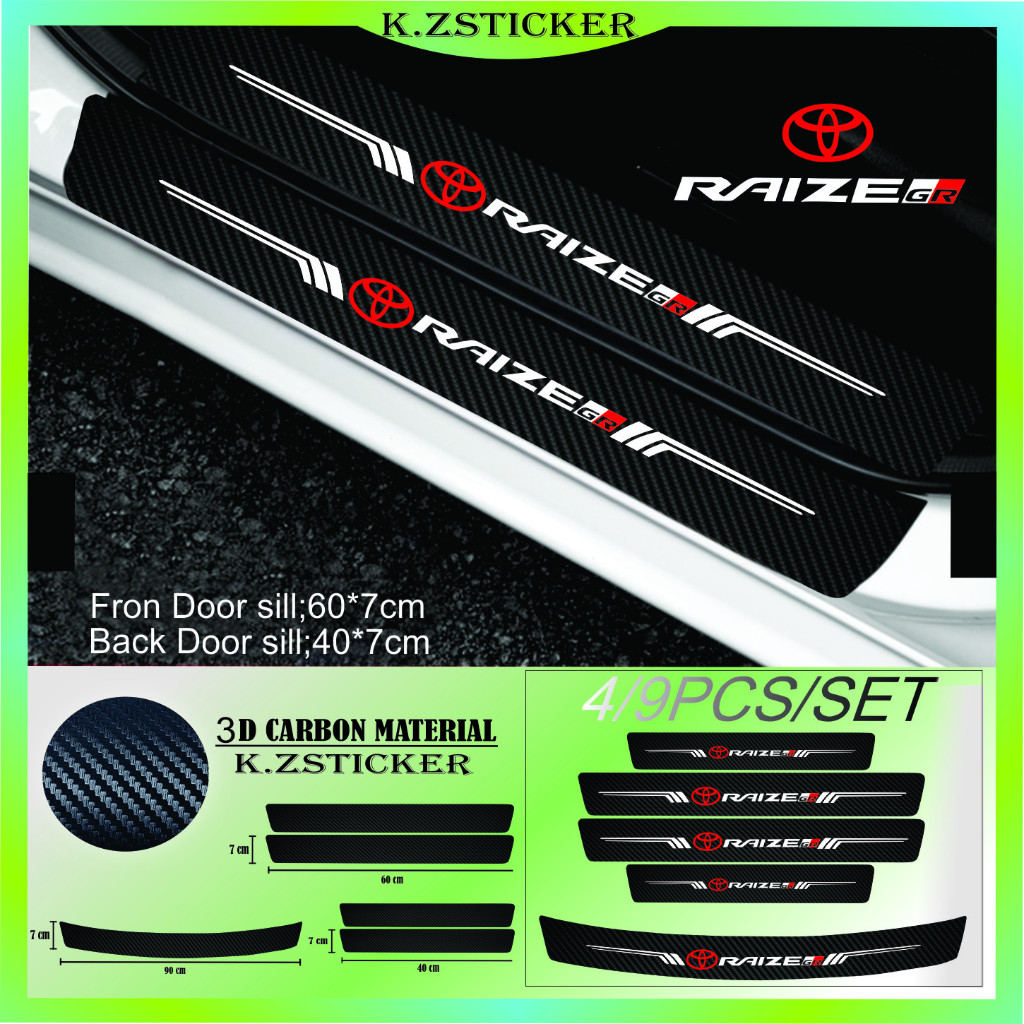 3d carbon sticker for toyota raize gr car footrest protector Sillplate ...