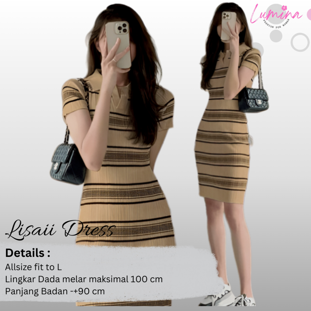 Lumina - LISAII DRESS WITH POLO SHIRT COLLAR SALUR MOTIF | Shopee Malaysia