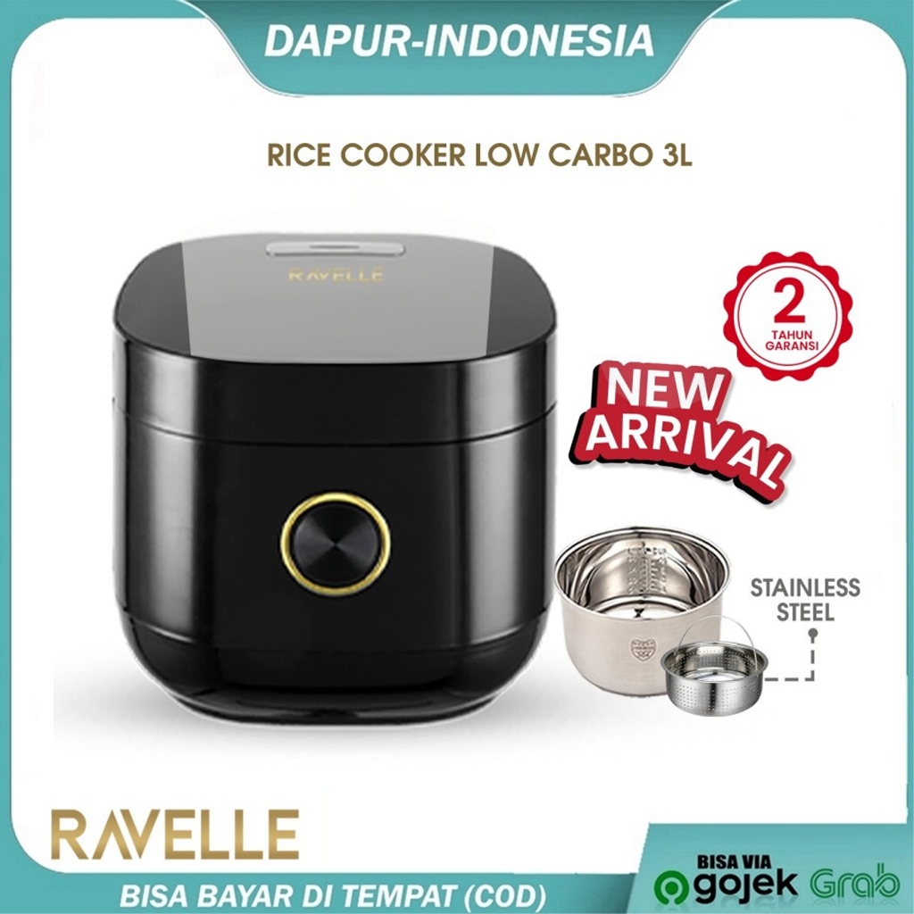 Ravelle Rice Cooker Digital Low Carbo 3 Liter Ultima White - Low Watt ...