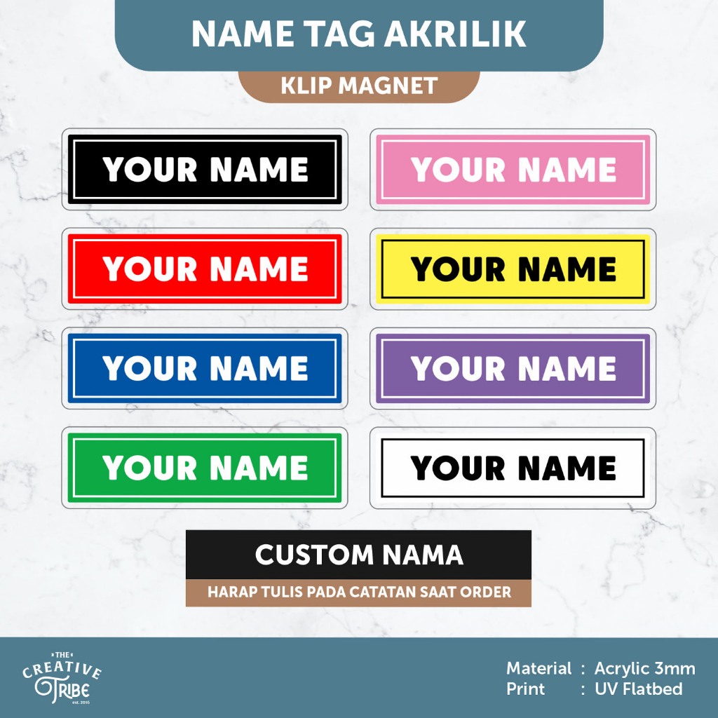 Basic Color Frame - Magnetic Acrylic Name Tag - 3mm Magnetic Chest ...