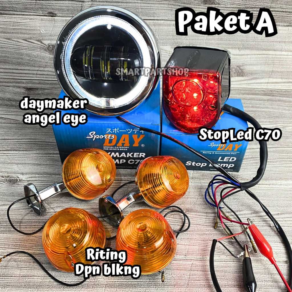 Honda c70 c50 c90 headlamp Light Package Set Front Rear stoplamp c70 Reflector daymaker c70 c50 ...