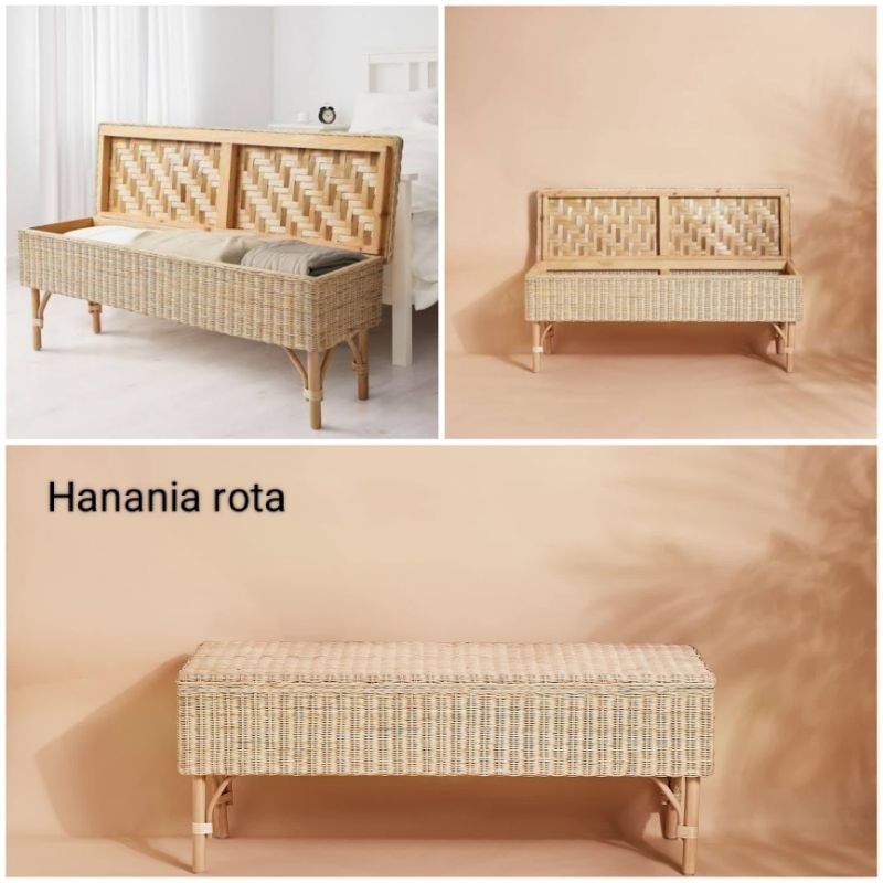 Minimalist multi-purpose rattan storage chest chair | Shopee Malaysia