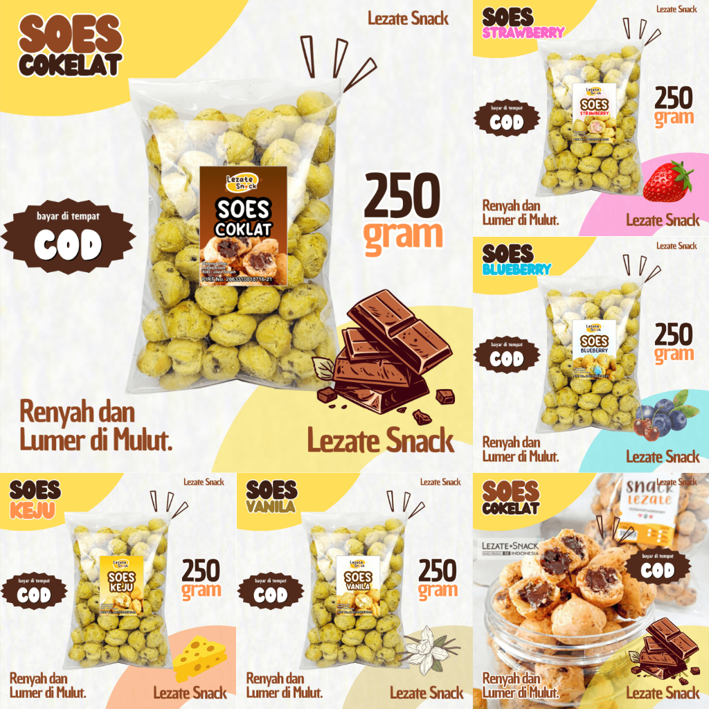Soes Chocolate Sogan 250gr Assorted Fillings Strawberry Blueberry ...