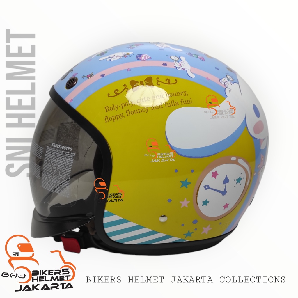 Mds RETRO MAGNUM SANRIO CINNAMOROLL 3 YELLOW HALF FACE HELMET | Shopee ...