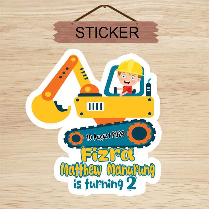 Construction Excavator Truck Cutting Sticker Birthday/Sticker Pudding ...
