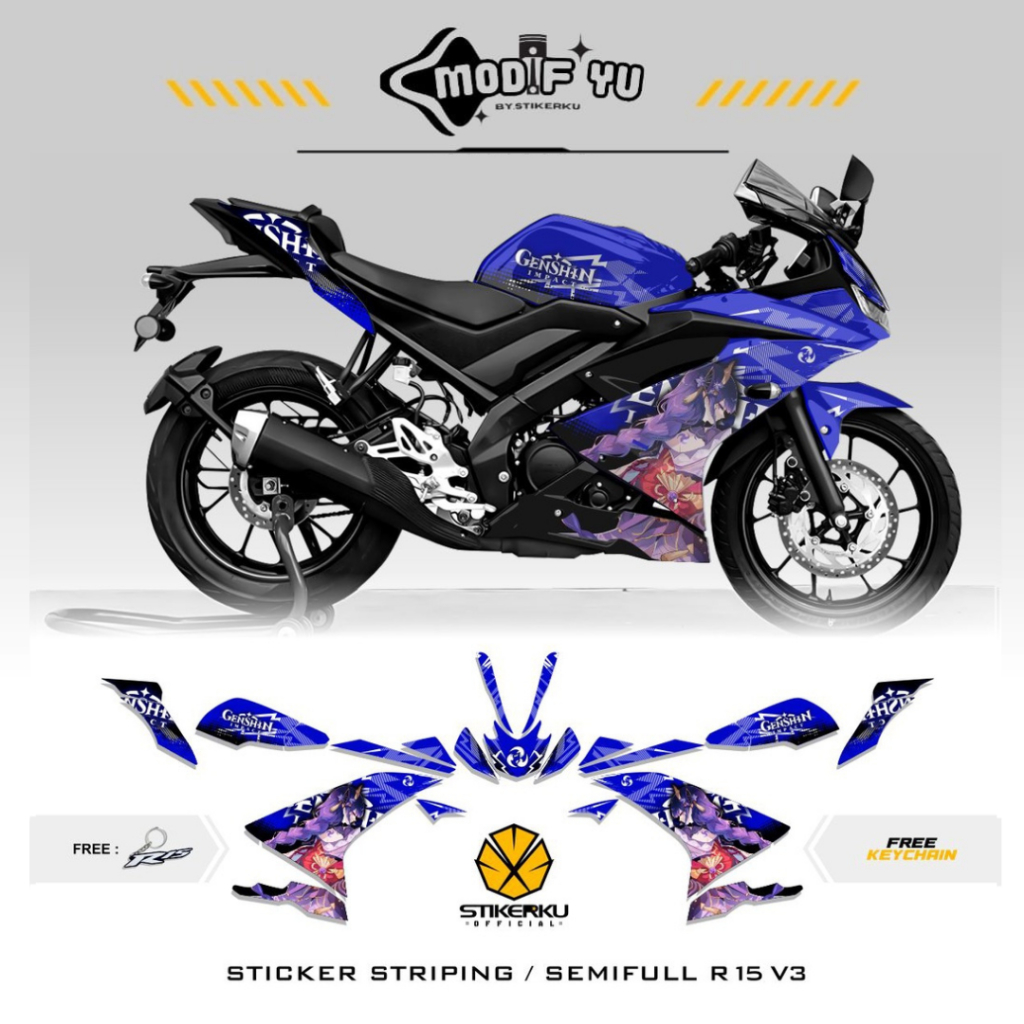 Striping R15 V3 GENSHIN IMPACT EDITION / YAMAHA R15V3 STICKERS ...