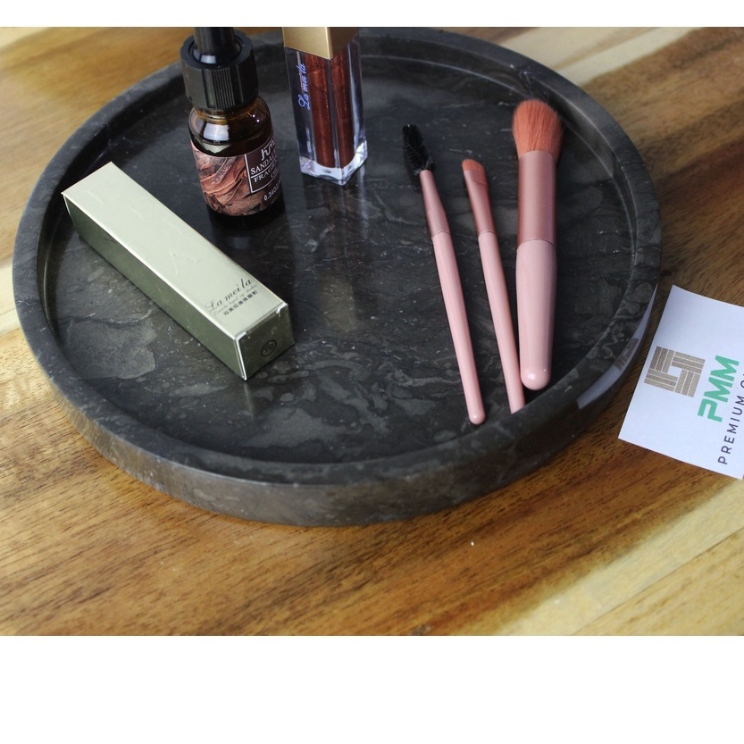 HITAM Marble tray/round Marble base size 20cm black | Shopee Malaysia