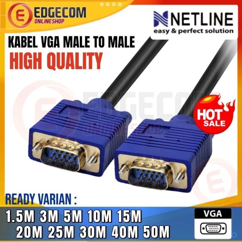 Netline VGA Cable Male to Male High Quality 10/15/20/25/30/40/50 Meters | Shopee Malaysia