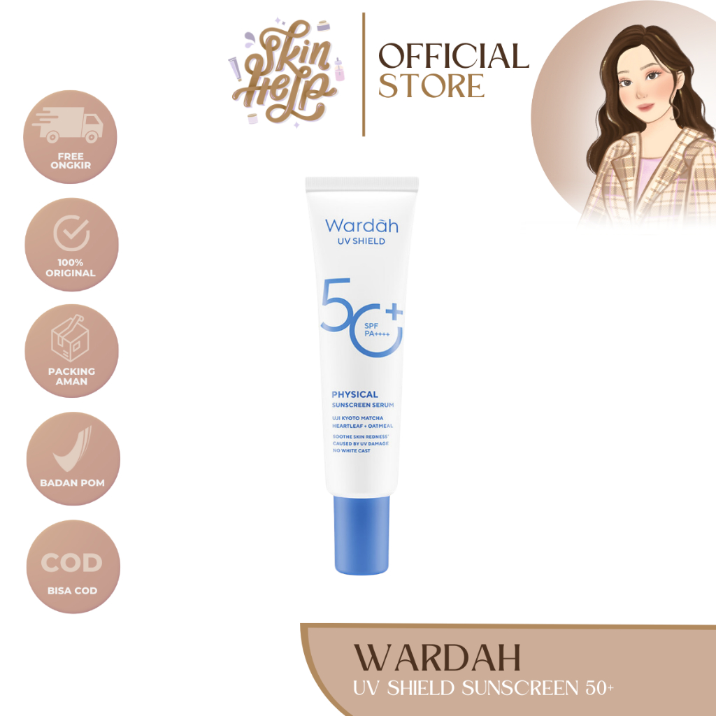 Wardah - UV Shield Physical Sunscreen Serum SPF 50+ PA++++ 30ml Blue - Face Sunscreen | Shopee ...
