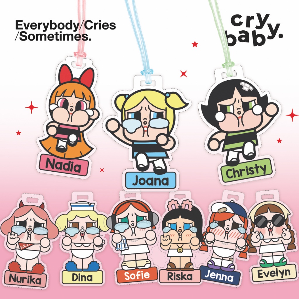 GANTUNGAN Crybaby PowerPuff Girls cry baby hanger Custom Name bag tag ...