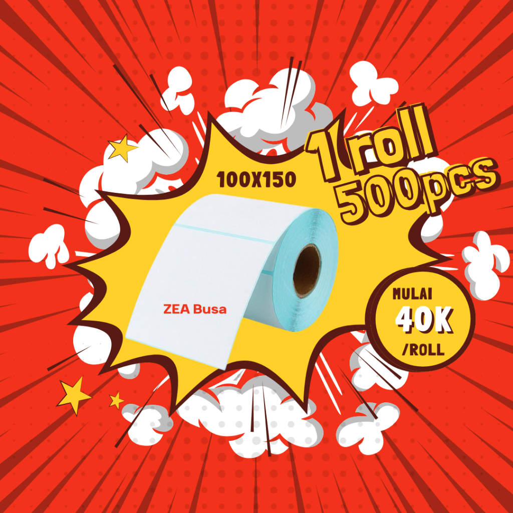 Thermal Label Barcode Receipt Sticker Paper 100 x 150 Shop contains 500 ...