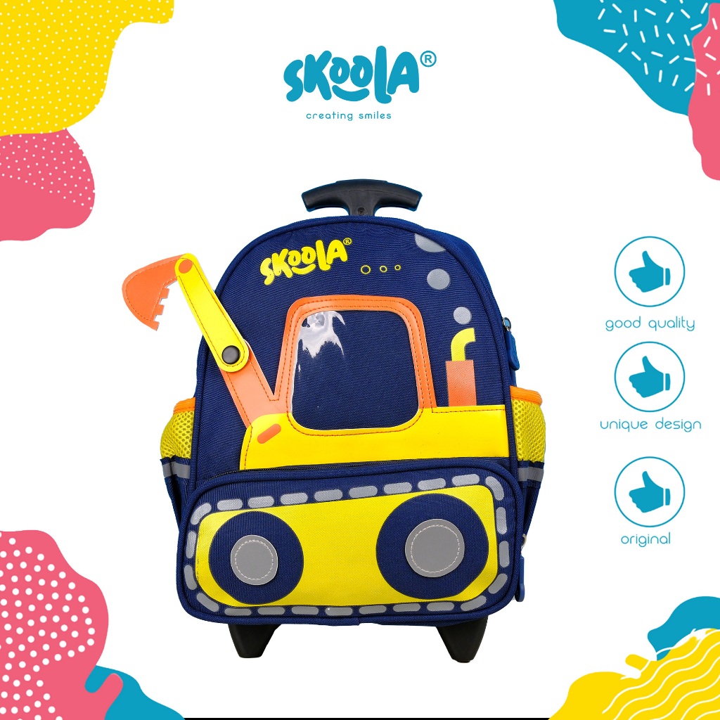 Skoola School Bag for Preschool Kindergarten Trolly Boys Excavator ...