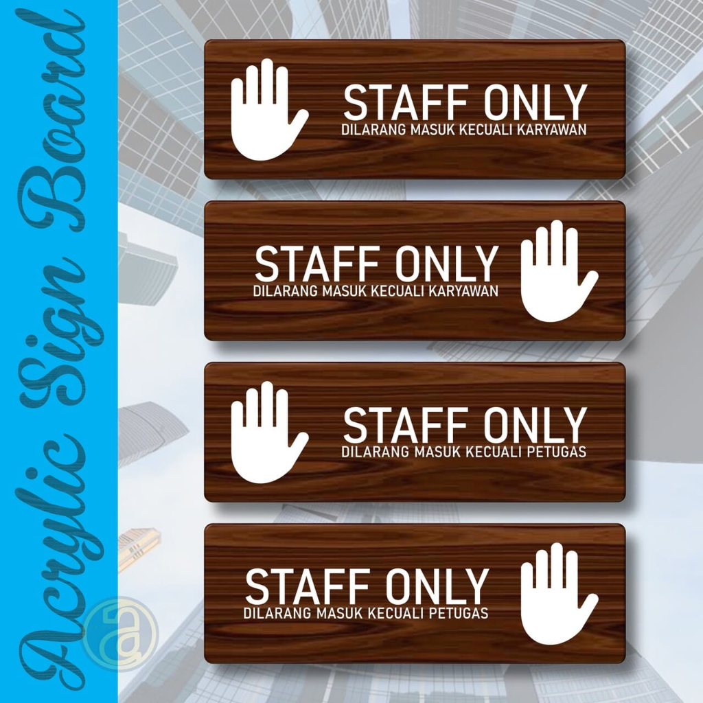 Staff Only - No Entry Except Employees/Officers - Acrylic Sign ...