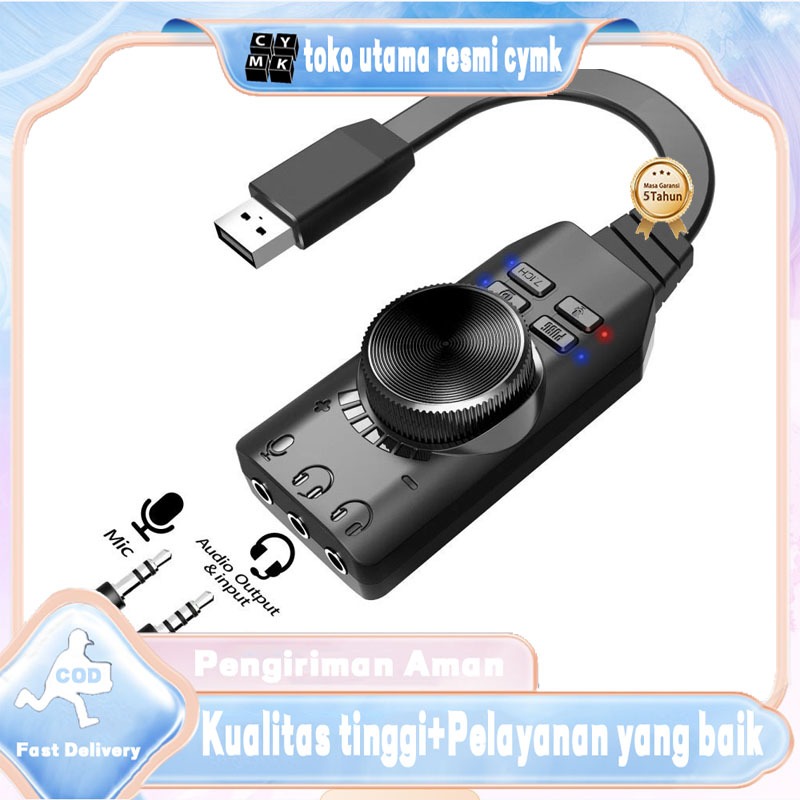Cymk GS3 7.1 channel audio sound card, USB external computer and mobile ...