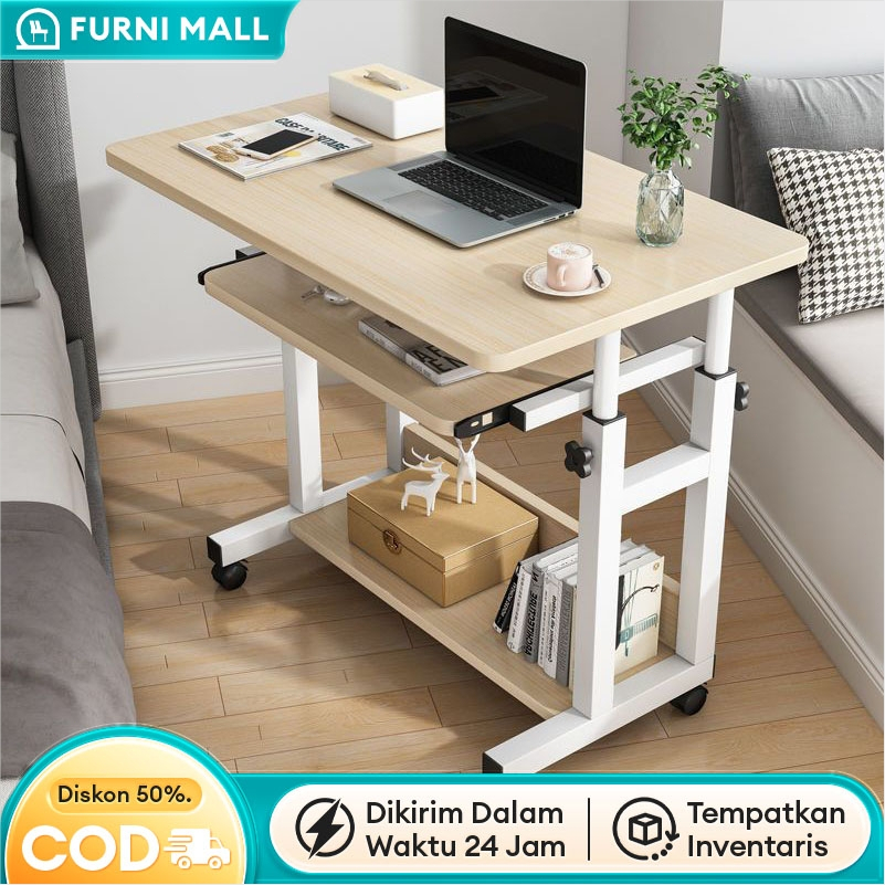 KAYU Adjustable Table With Wheels Portable Study Table Wooden Folding ...