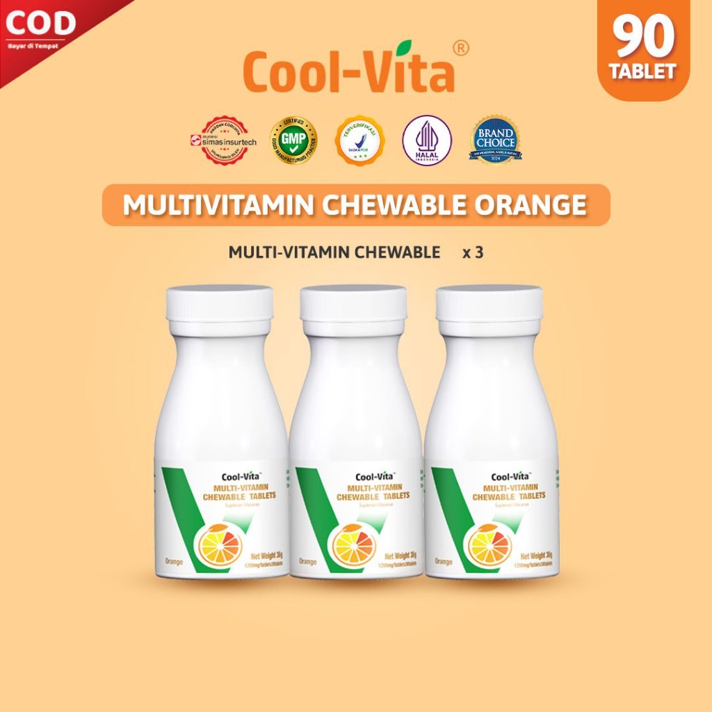 [3 Pcs] Coolvita MultiVitamin Chewable Tablets Orange Flavored Food ...