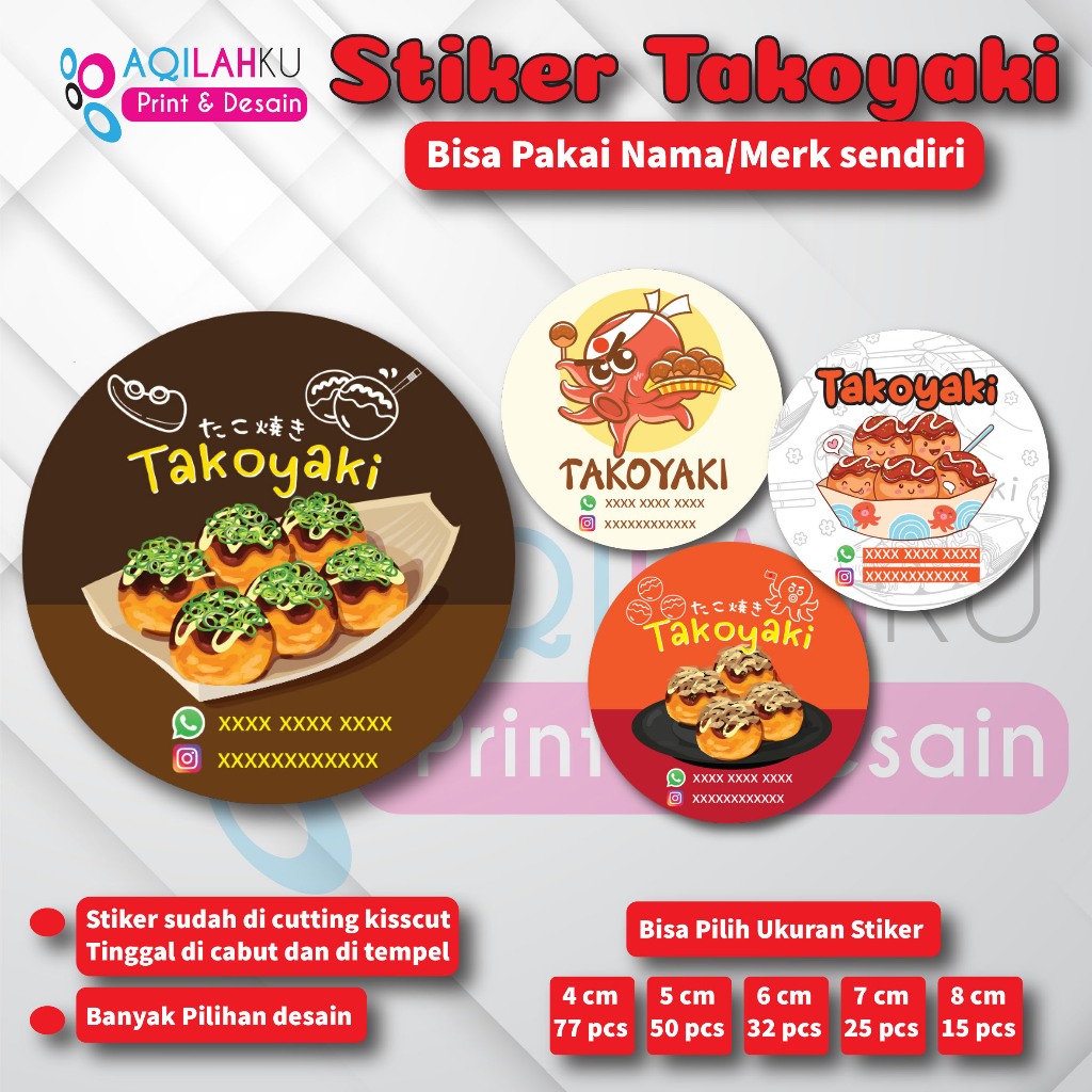 [Contains 15-77 Pcs] Takoyaki Stickers | Takoyaki Food Sticker | Can ...