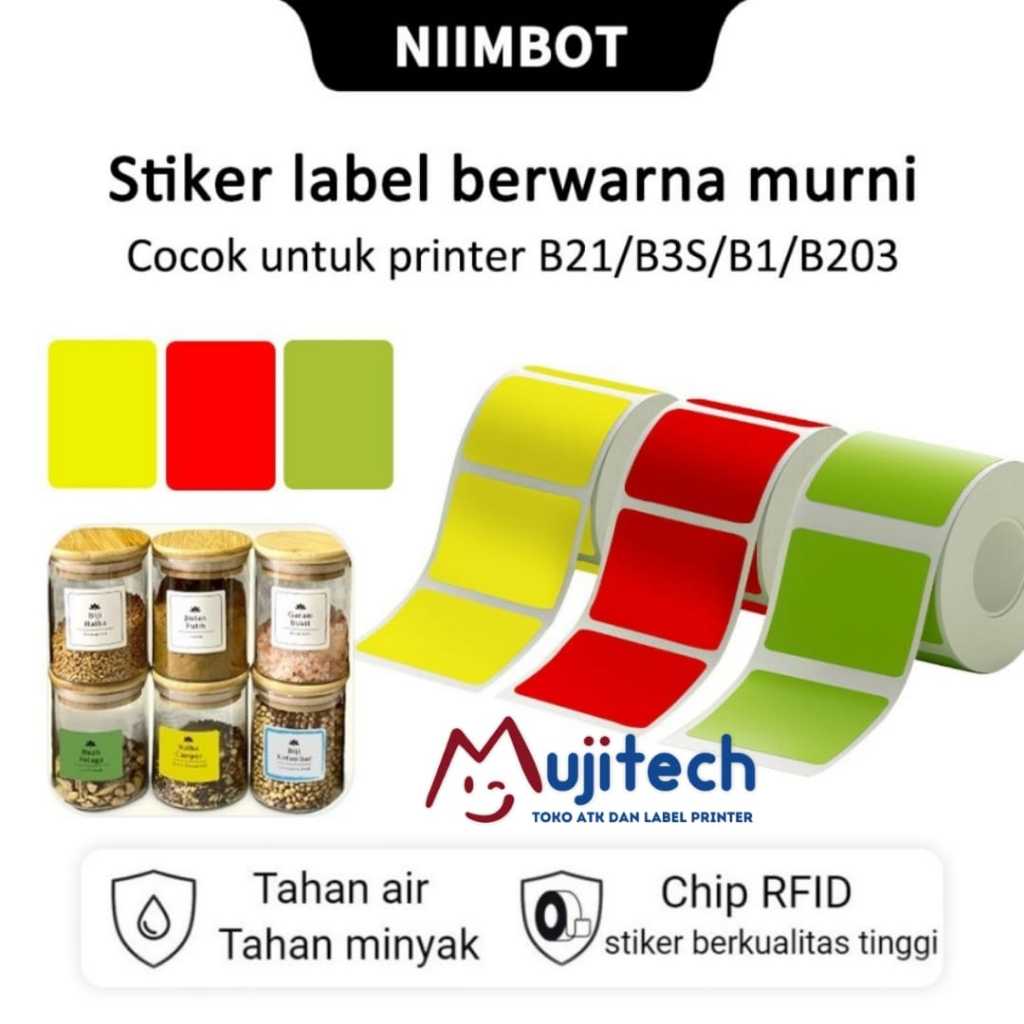 Niimbot B21 B1 B203 B3S LABEL STICKER THERMAL COLOR WATERPROOF OIL | Shopee Malaysia