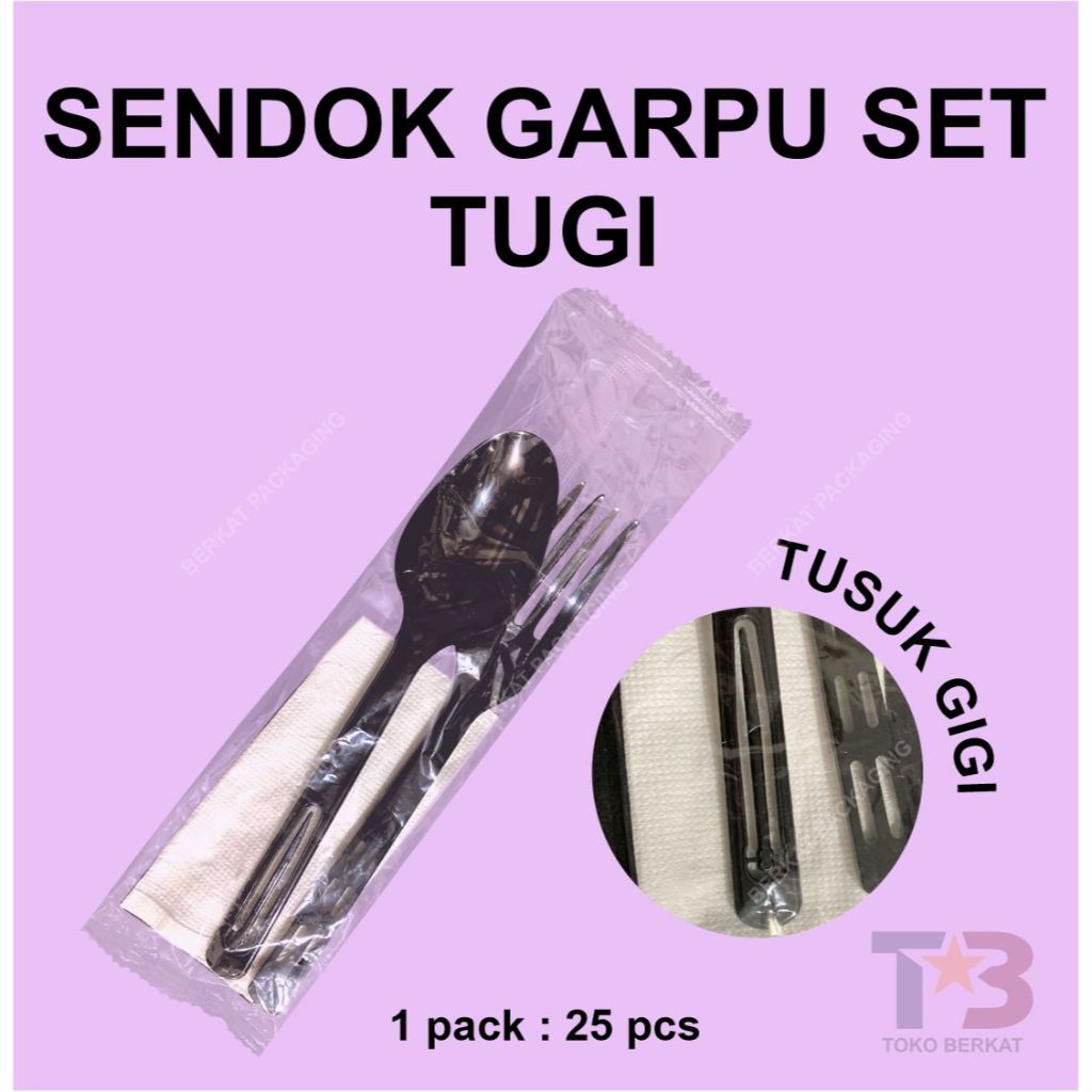 HITAM Set of Spoons, Plastic Forks, Tissue, Toothpicks BLACK STERILE ...