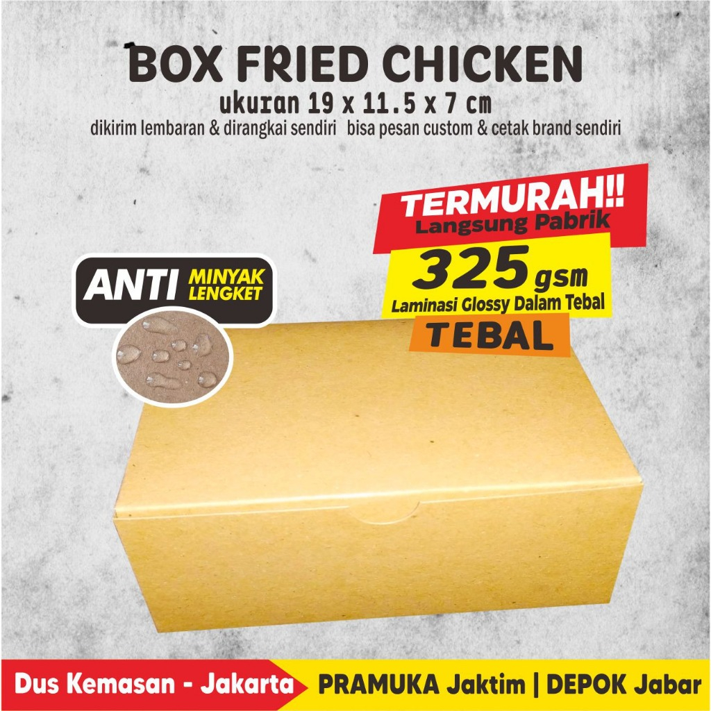 Chicken BOX / FRIED CHICKEN KRAFT LAMINATED BOX 19X11.5X7 | Shopee Malaysia