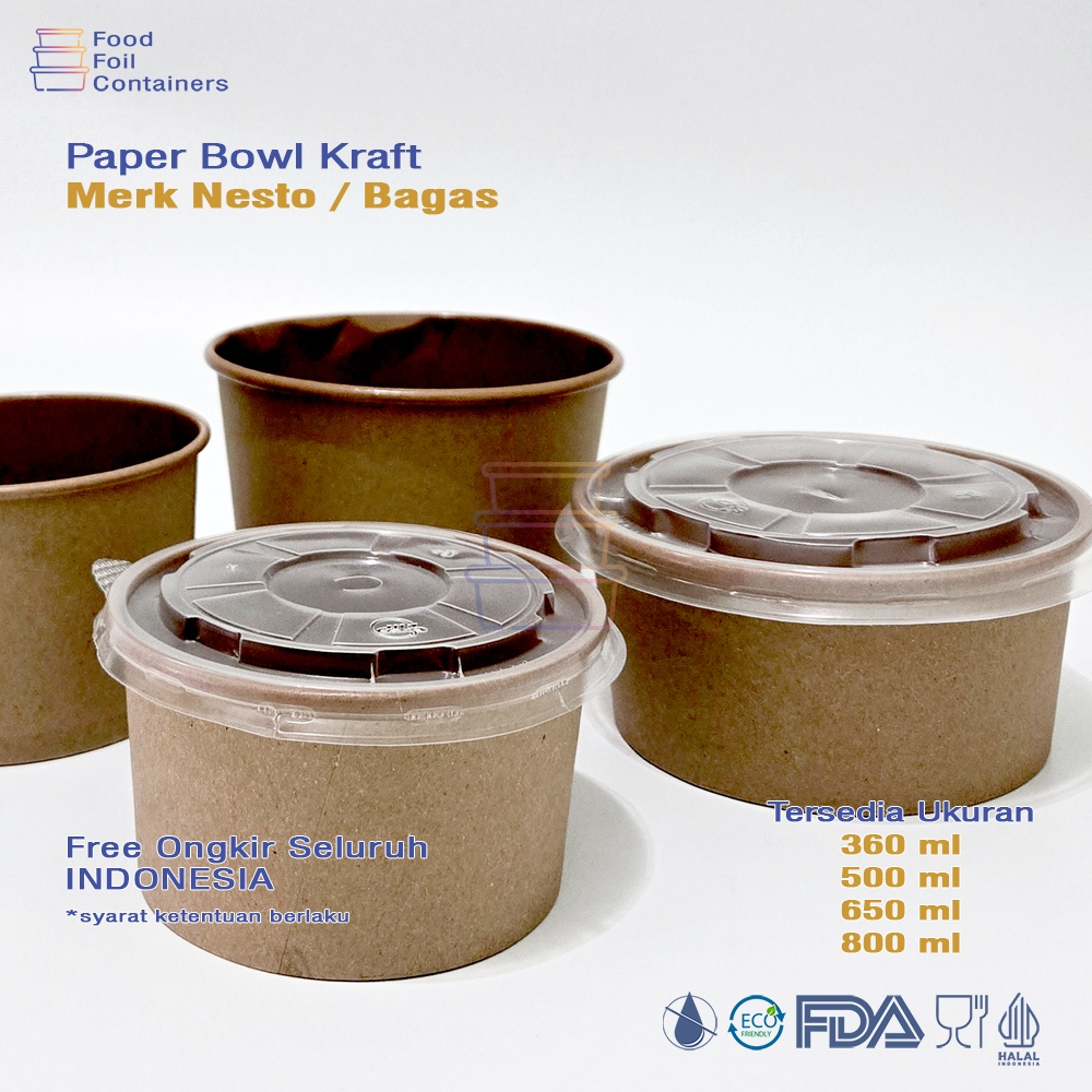 Kraft PAPER BOWL/Brown PAPER BOWL/RICE BOWL Contents 25pcs | Shopee ...