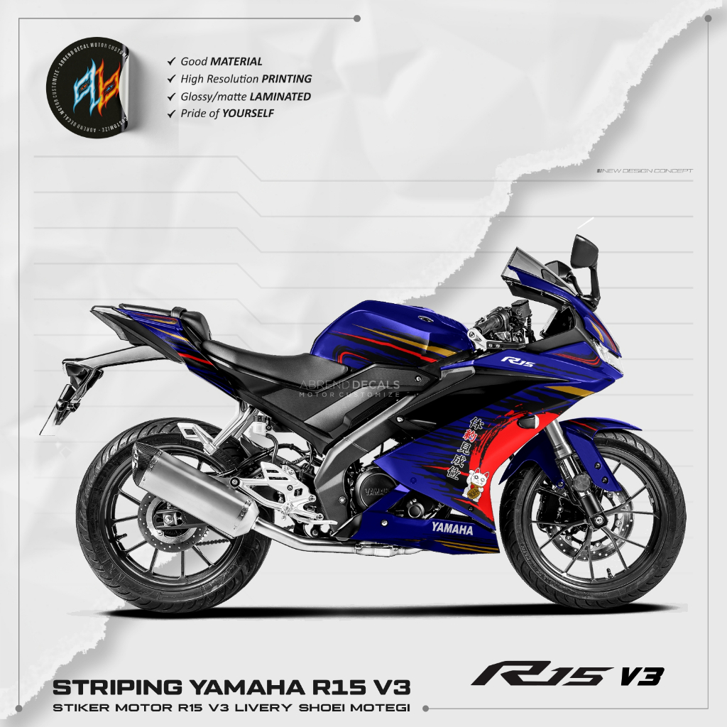 Striping YAMAHA R15 V3 Graphic JAPAN Helmet SHOEI MOTEGI/Sticker R15 V3 ...