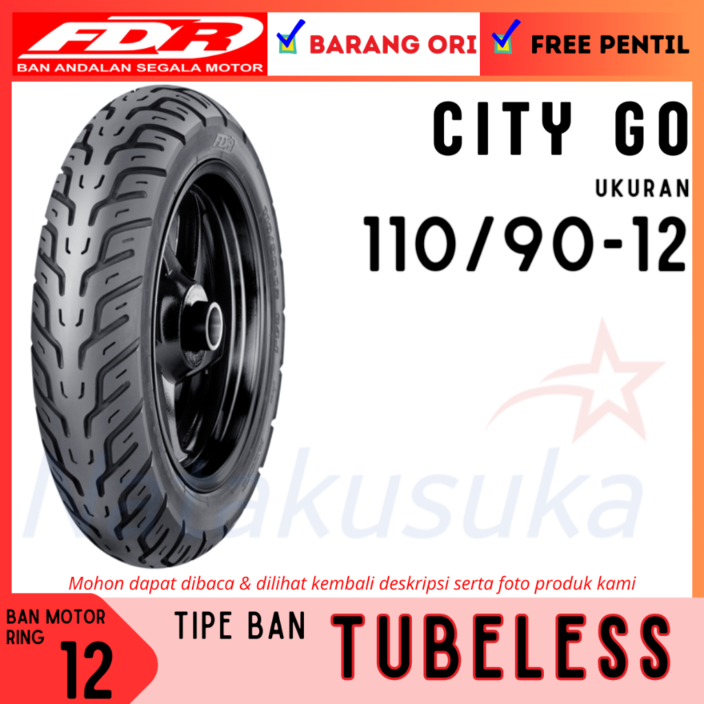 Fdr City Go 110/90 - 12 Tubeless (TL) | Shopee Malaysia
