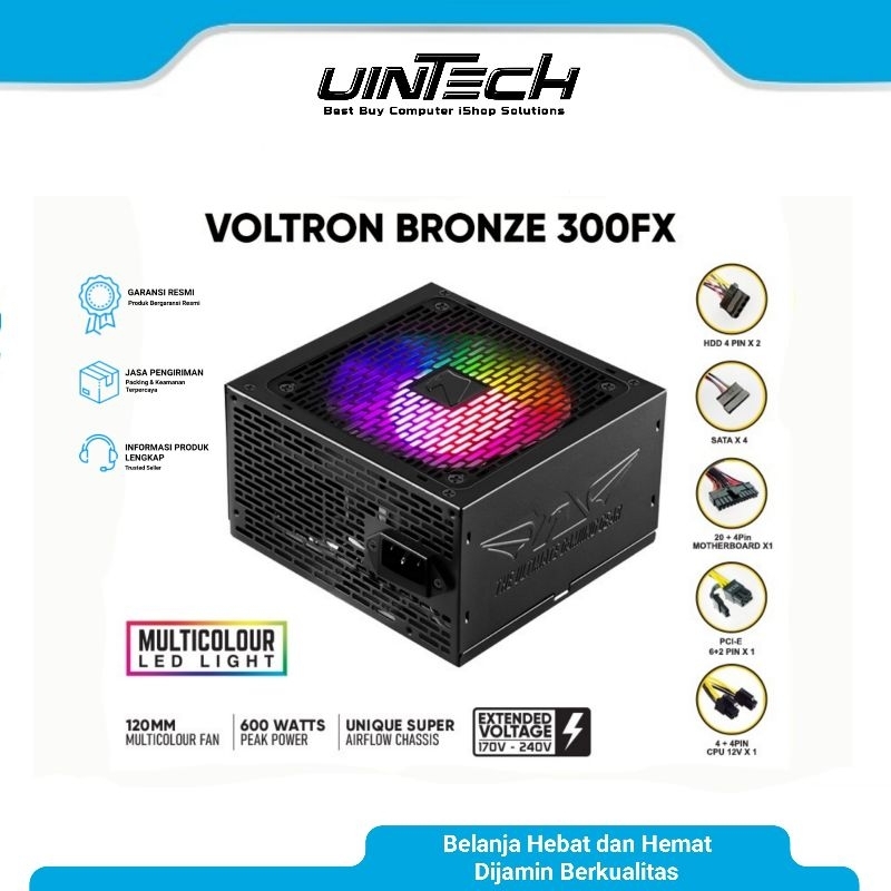 Armaggeddon 80 plus 80+Voltron 300FX Power Supply Max Power 600Watt (12cm RGB fan) | Shopee Malaysia