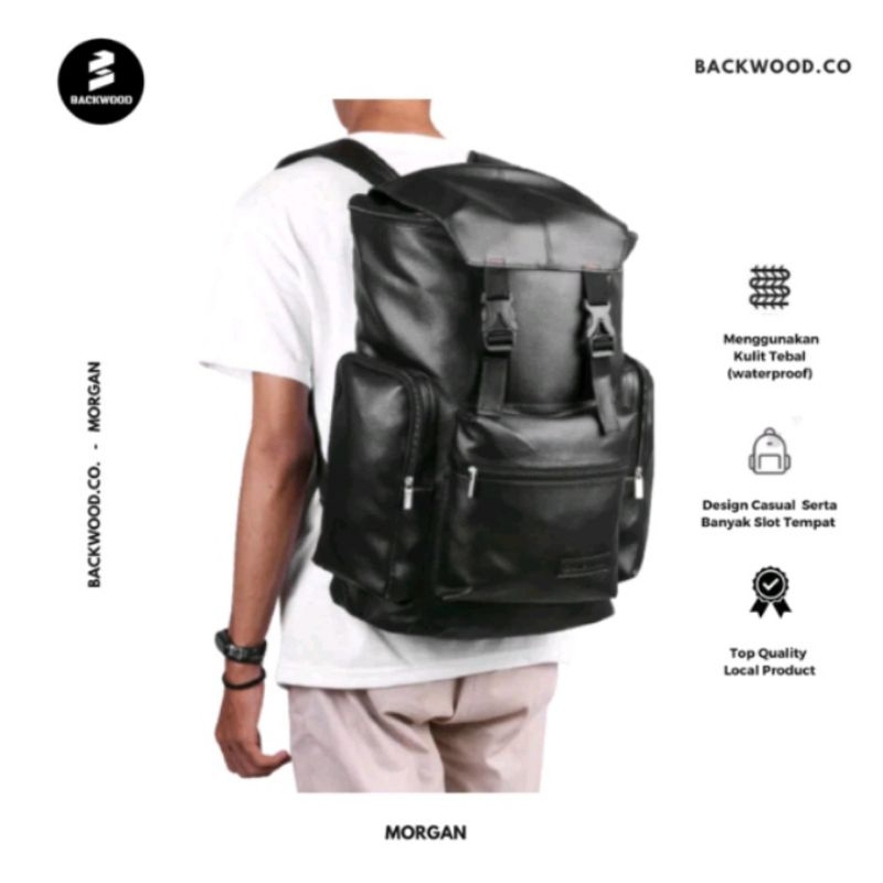 Backwood Morgan Backpack Men's Bag Premium Thick Leather Laptop Bag Men ...