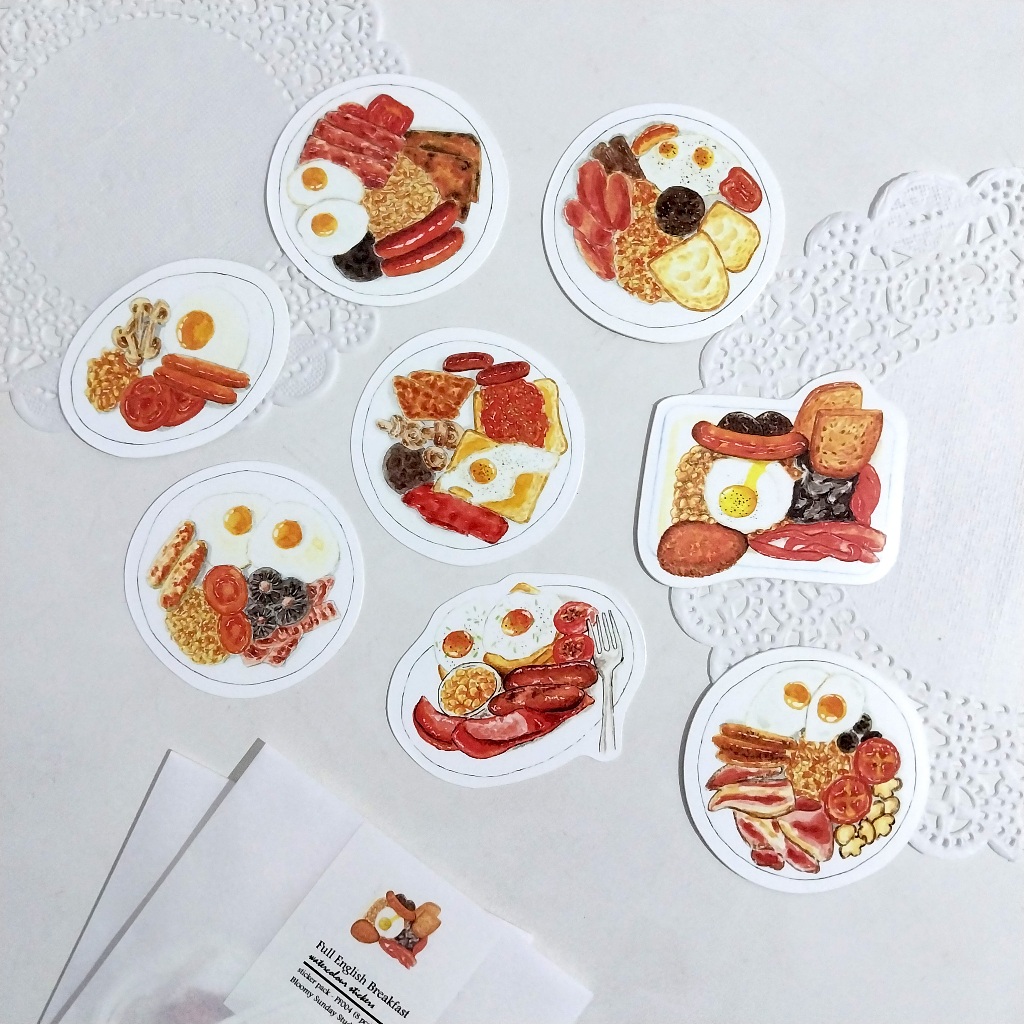 Full English Breakfast / Food Sticker Pack / Illustration Sticker / Die ...