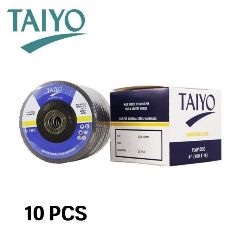 Taiyo Blue Industrial Flap Disc 4" Stacked Sandpaper 4"x2 mm All Grit ...