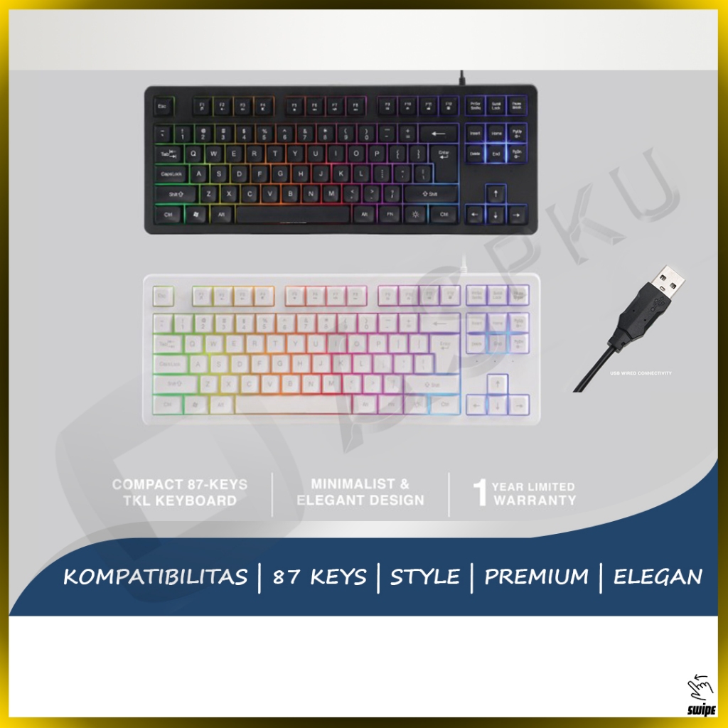 Rexus Fortress K9G TKL Gaming Keyboard Small Portable RGB LED Ten Key ...