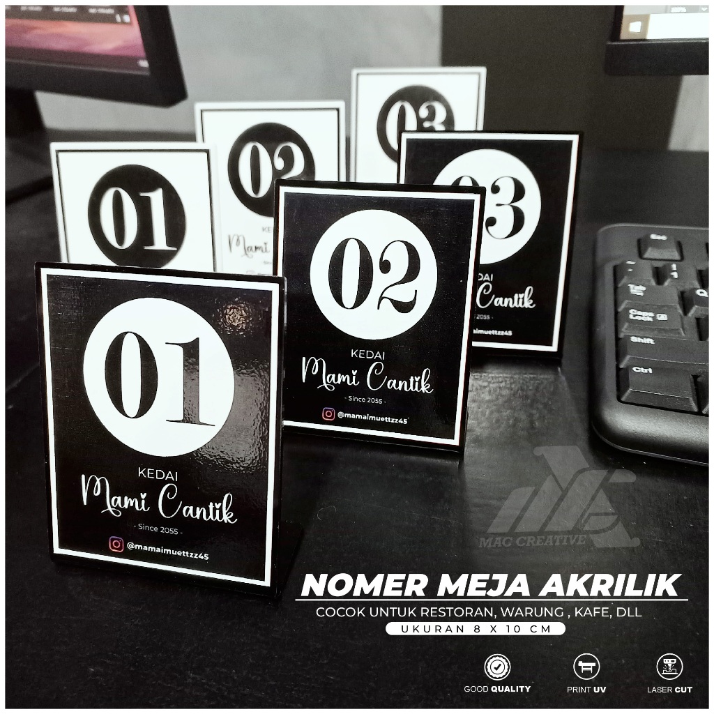 Acrylic TABLE NUMBER - CAFE / WARUNG / RESTAURANT TABLE NUMBER STAND ...