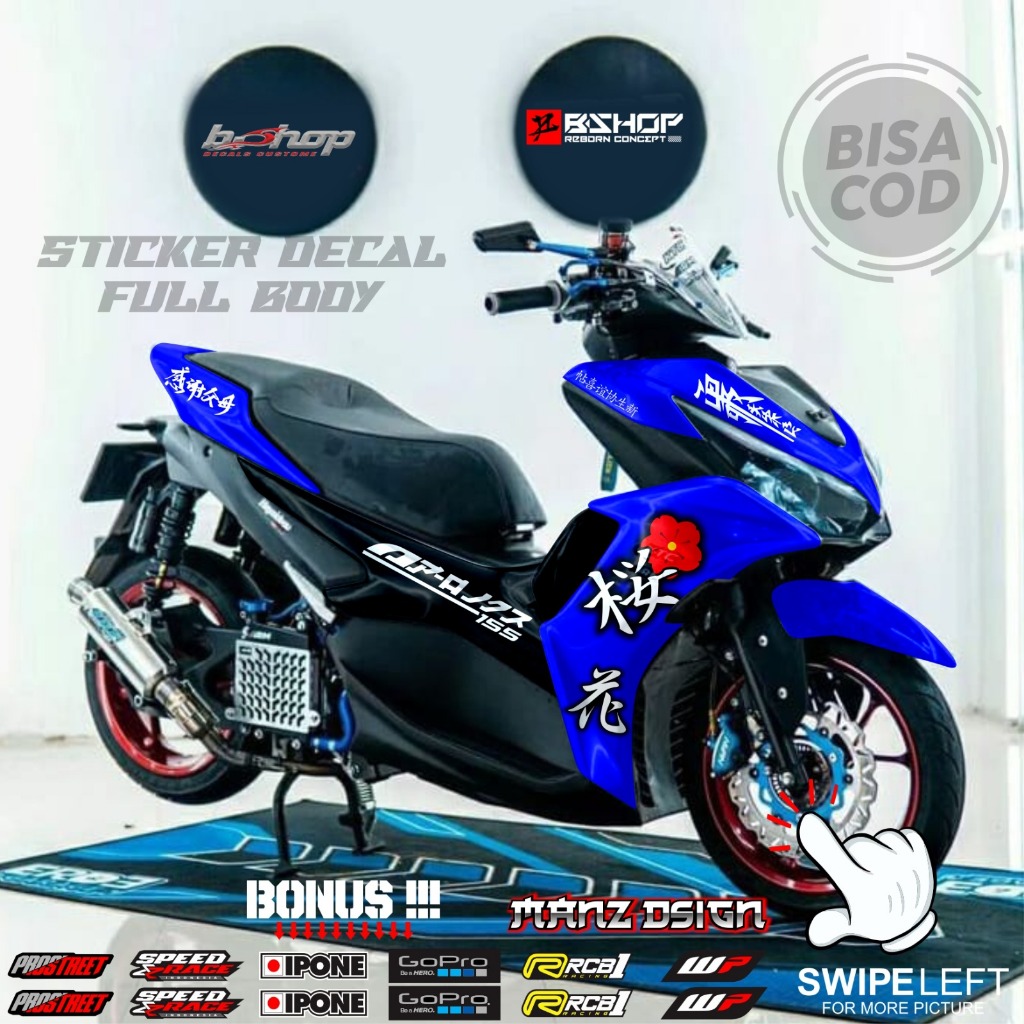 Aerox 155 full body decal Sticker, the latest simple Japanese kanji ...